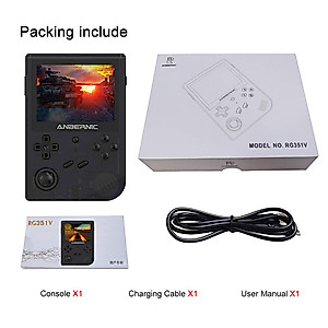 YBEST RG351V 3.5-inch Handheld Game Console, YIFAN HD IPS Screen Retro Portable Console Built-in 128G TF Card with 10000 Games, Black