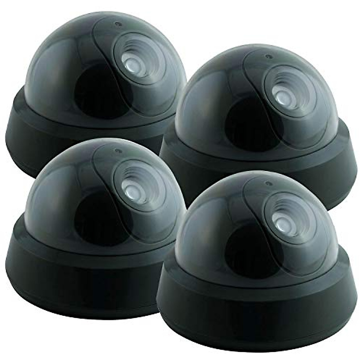 Dummy Security Camera Fake Camera Outdoors Dummy Dome Wireless Surveillance System Motion Light Realistic Look with Flashing Red LED Light 4 Pack