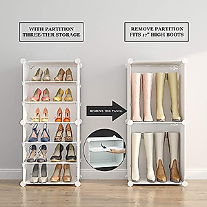MAGINELS Portable Shoe Rack, 36-Pair DIY Shoe Storage Shelf Organizer, Plastic Shoe Organizer for Entryway, Shoe Cabinet with Transparent Doors, White