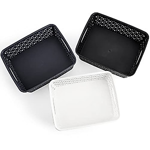 ZEAYEA 9 Pack Plastic Storage Basket, Small Pantry Organizer Bins, Shelf Baskets with Handles for Cabinets Bedroom Kitchen Bathroom office Countertop Closet, 9.8" L x 7.8" W x 4" H