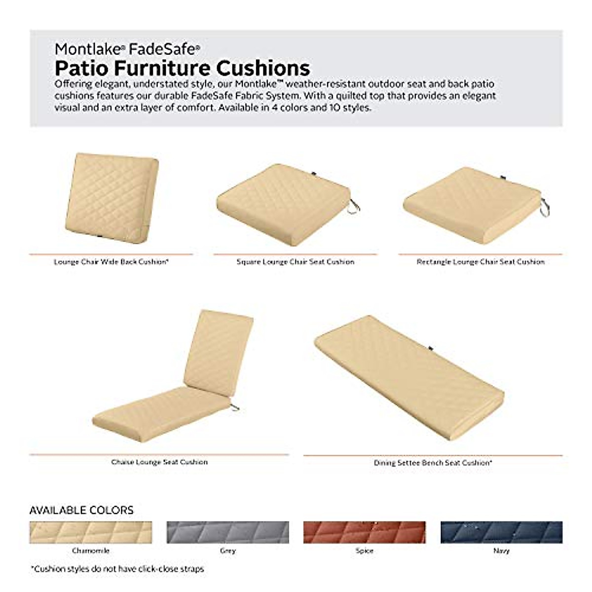 Classic Accessories Montlake FadeSafe Water-Resistant 54 x 18 x 3 Inch Outdoor Quilted Bench Cushion, Patio Furniture Swing Cushion, Chamomile