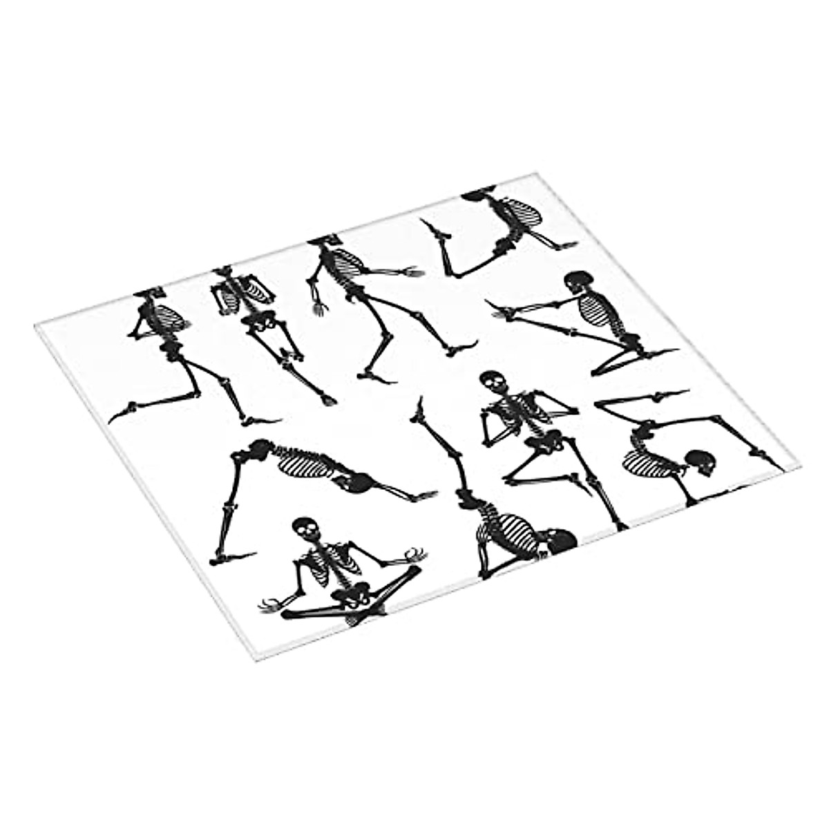 Human Skeletons Black Printed Drying Mat For Kitchen Ultra Absorbent Microfiber Dishes Drainer Mats Non-Slip Silicone Quick Dry Pad - 18 X 16inch