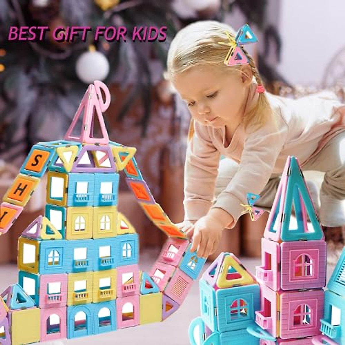 MAGBLOCK Magnetic Building Blocks Set, Upgraded Magnetic Tiles Toys for 3 4 5 6 7 8+ Year Old Girls, 103pcs Magnet Toys for Toddlers Boys and Girls 3-5