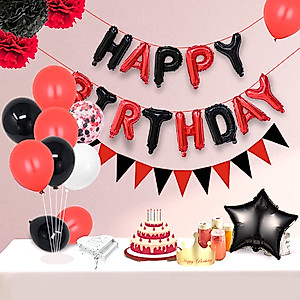 yujiaonly 67th Birthday Party Decorations-Happy Birthday Foil Ballons Banner Red Number 67 Happy birthday Sash Latex Balloons Perfect for 67 Years Old Party Supplies Balloons Number 67 Red