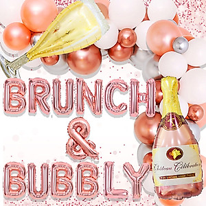LaVenty 45 PCS Brunch & Bubbly Decoration Brunch and Bubbly Bridal Shower Decoration Brunch & Bubbly Sign Banner Floral Bridal Shower Decoration