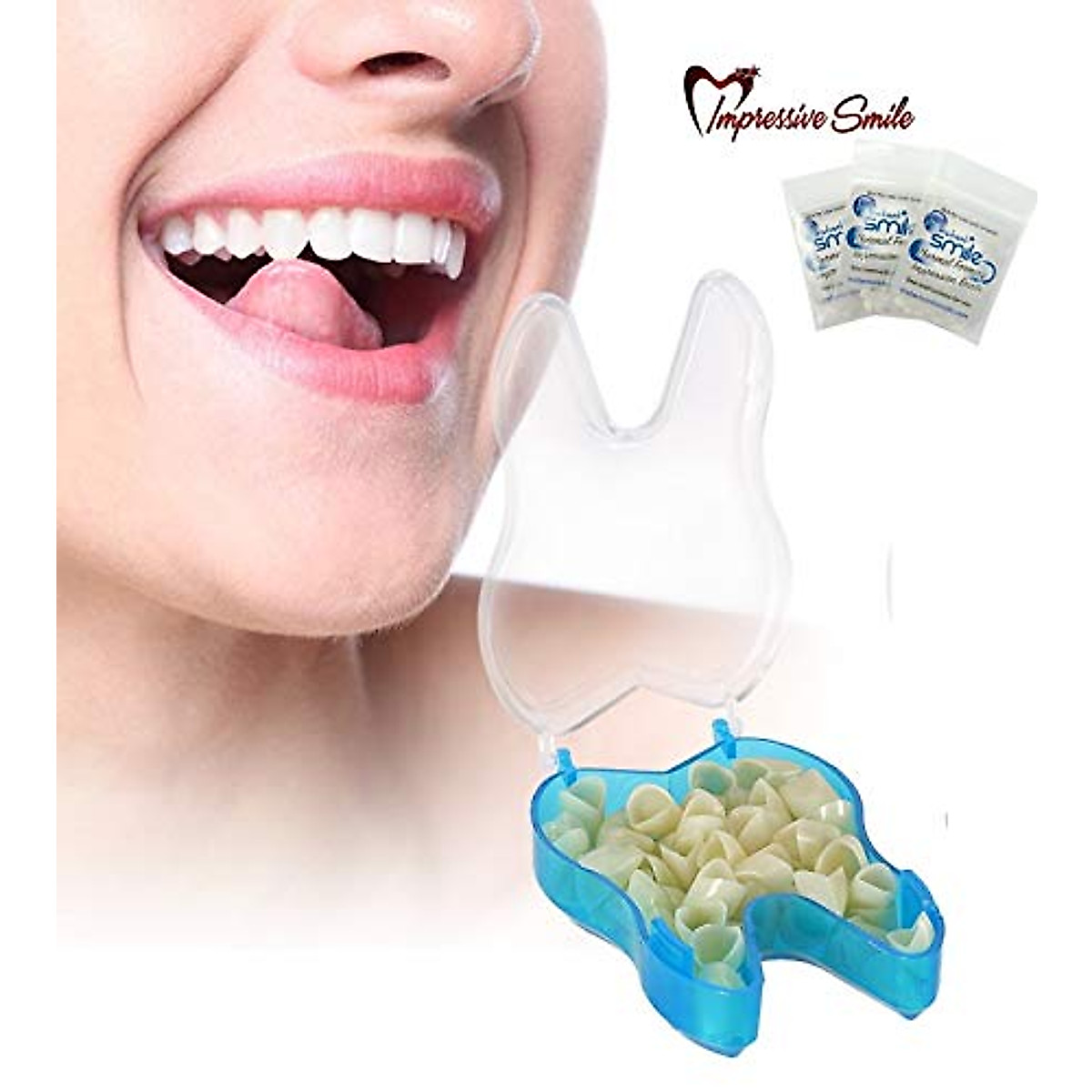 50 PCS Mixed Dental Temporary Crown Kit Anterior Front Bundle with Thermal Fitting Beads Pack-3, Fix Missing and Broken Teeth