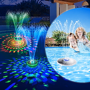 DeeprBetter Solar Pool Fountain with Light,2024 Upgrade High Efficiency Solar Powered Pool Water Fountain Pump,Floating Pool Fountain for Above Ground Pool Waterfall,Solar Pool Sprinkler Fountain Blue