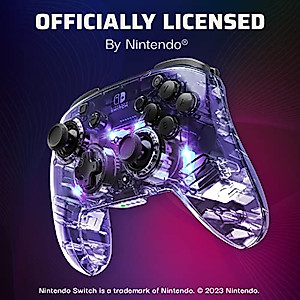 PDP Afterglow LED Wireless Deluxe Gaming Controller - Licensed by Nintendo for Switch and OLED - RGB Hue Color Lights - See through Gamepad Controller - Paddle Buttons