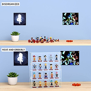 AITEE Acrylic Display Case for Mini Funko Pop Figures, Clear Wall Mounted or Desktop 4 Layer Storage Box Cabinet Organizer for Mini Toys, Collections or Stone