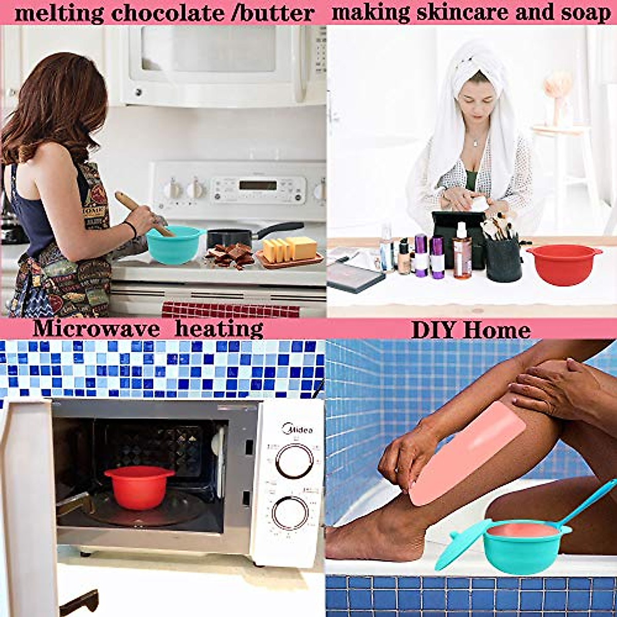 FIGHTART 2pcs Wax Pot Liner Replacement Bowls for Wax Warmer with 1pc Non-stick Silicone Waxing kit Spatulas Removable 14Oz 500CC