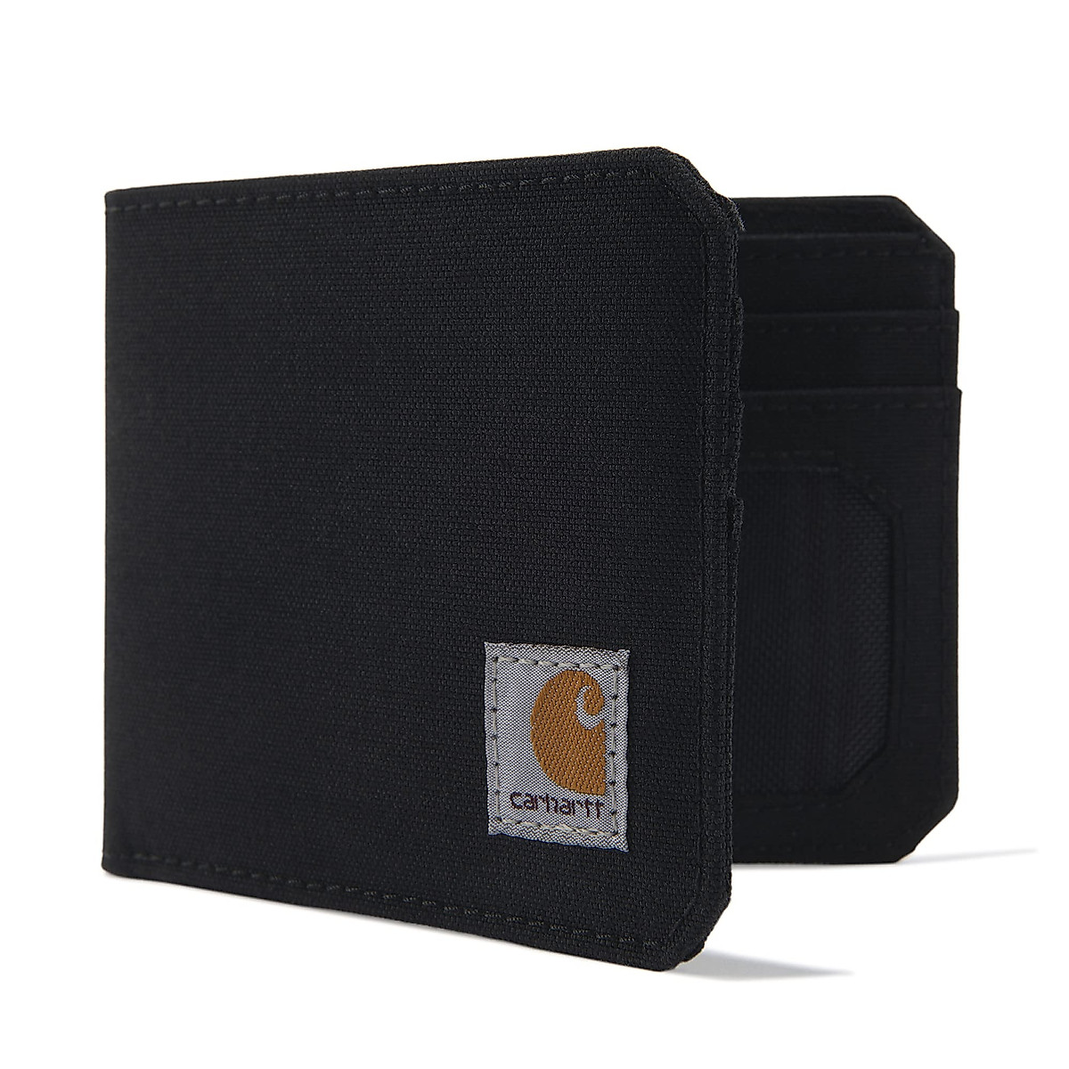 Carhartt Men's Bifold and Passcase, Durable Billfold Wallets, Available in Leather and Canvas Styles, Nylon Duck (Black), One Size