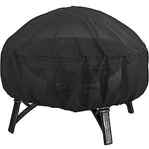 KISEER Fire Pit Cover Heavy Duty Waterproof Round Fire Pit Bowl Cover with Thick PVC Coating Drawstring, 38 Inch, Black