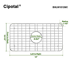 CIPOTAL 18.1 in. x 12.6 in. Centre Drain Sink Protector with Supersoft Silicone Feet in 304 Grade Stainless Steel