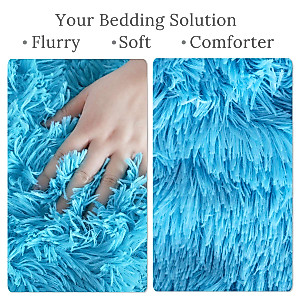 Sleepwish Blue Plush Duvet Cover Set – Violet Faux Fur Bedding, Twin, Full, Queen, and King Size – Bedding Set with Blanket Cover and Two Pillow Shams – Ultra Soft and Comfortable – Cute Room Decor