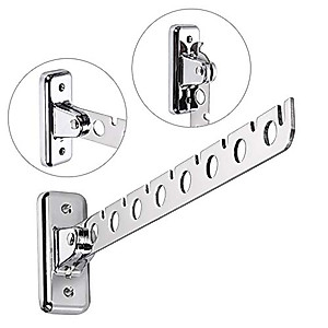 Sumnacon 12" Stainless Steel Clothes Hanger Rack, 2 Pcs Wall Mounted Folding Garment Hooks, Space Saver Clothing and Closet Rod Storage Organizer for Laundry Room Bedroom Bathroom Kitchen