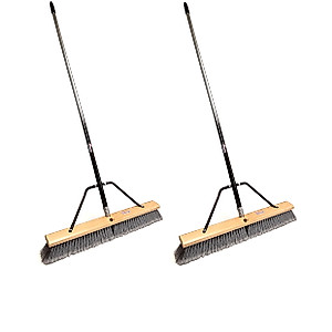 American Select Tubing Pbma24004-2 Heavy Duty 24" Multi-Surface Push Broom with Silver/Black Handle (2 Pack)