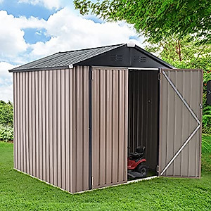 U-MAX 6 x 6FT Outdoor Storage Shed, Lockable Bike Shed,Garden Shed &Tool Shed for Backyard, Patio, Lawn