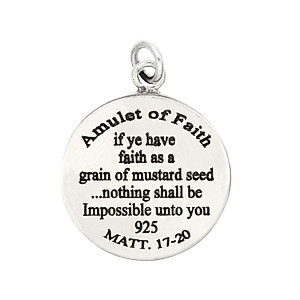 LGU(TM Sterling Silver Polymer Resin Amulet of Faith Mustard Seed Dangle Bead Charm