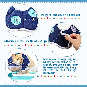 Soft Cat Cone Collar Adjustable Recovery Cat Cone Waterproof Protection Postoperative Kitten Starry Sky Blue Cat Collar Comfortable Protective Pet Collar for Cat Kitten Dogs Rabbits (Small)