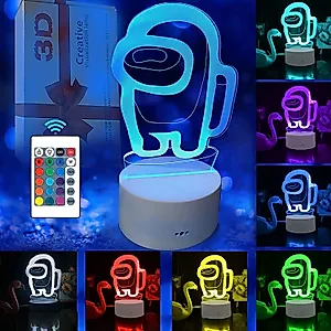Fariy Skye Among Us 3D Night Lights, 3D Illusion Lamp 16 Color Changing Touch Best Birthday Gifts for Women/Mom/Grandma/Girlfriend/Daughter,Cat Gifts for Lovers