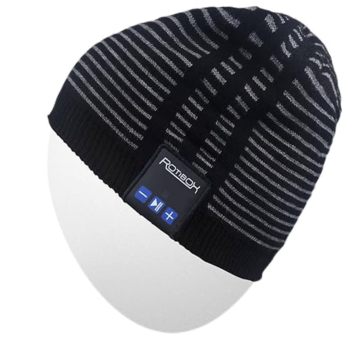 Rotibox Wireless Bluetooth Beanie Hat Ear Covers Headphone Headset Music Cap for Women Men with Speaker Mic Hands Free Outdoor Sports,Compatible with iPhone,Samsung，Android - Black