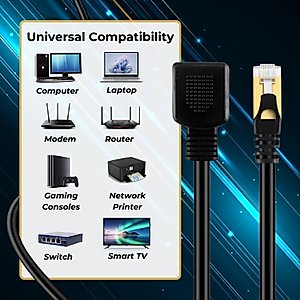 TNP Ethernet Cable Extension Extender (10FT) - Cat7 Cat6 Cat5e Cat5 LAN RJ45 Female to Male Network Wiring Connector Plug Patch Wire - Ethernet Cord Extender for Router Modem Smart TV Computer Laptop