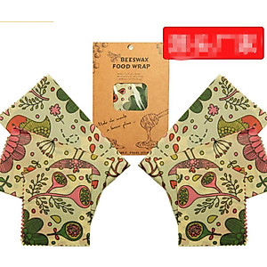 VOVOLO (Bird Print 3 Size S/M/LReusable Beeswax Food Wraps Eco Friendly Wrappers Sustainable Plastic Free Food Storage Washable Bowl Covers Sandwich Wrappers