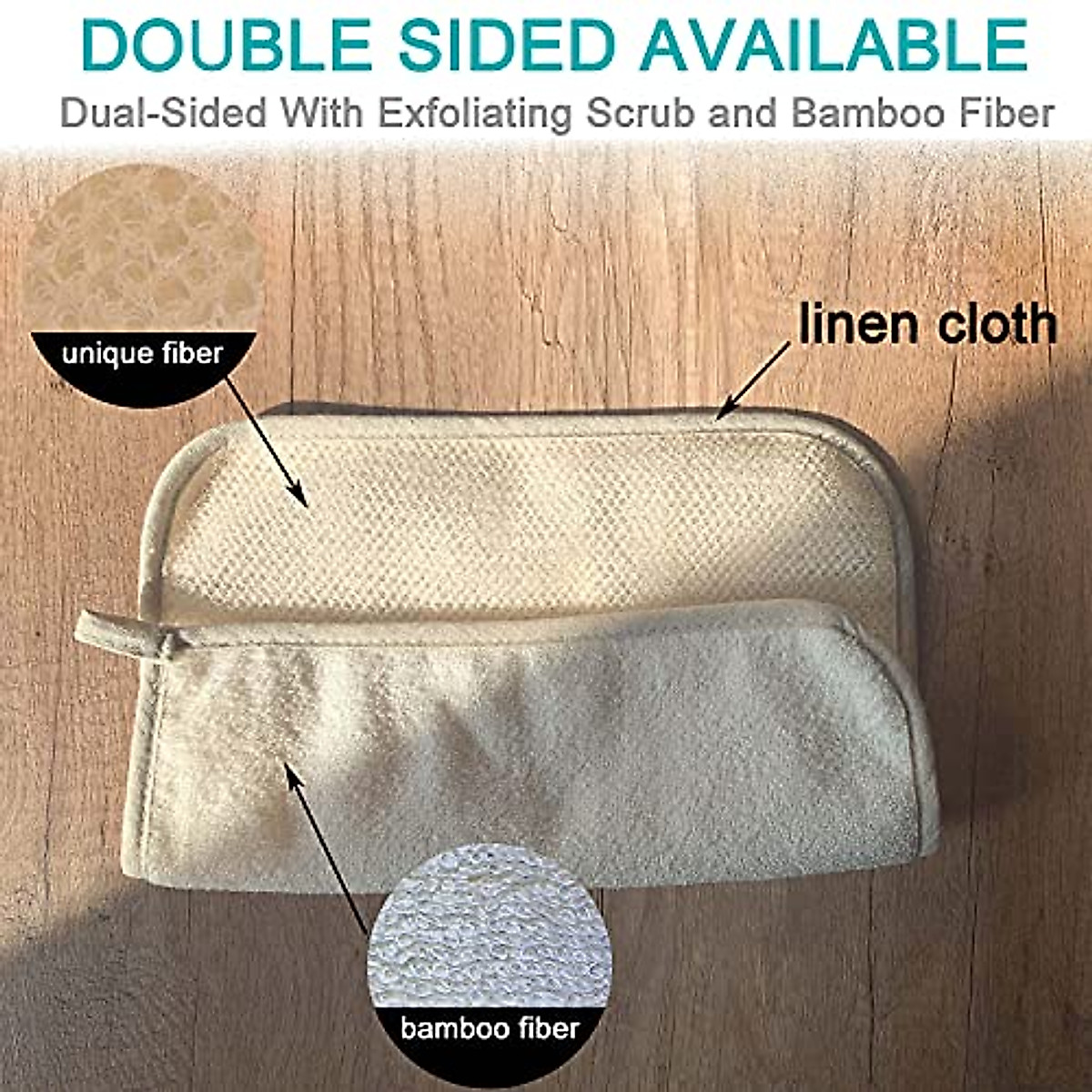 6Pack 12" Large XL Soft Weave & Bamboo Fiber Spa Exfoliating Face and Body Wash Cloths, Dual-Sided With Exfoliating Scrub and Bamboo Fiber for Shower - Remove Dead Skin - Great for Skin in the Bath