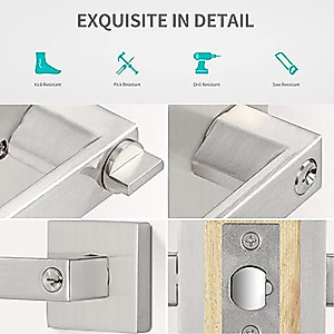 Olove Hardware 6 Pcs Entry Door Handle Lever Door Handle with Lock and Key, Heavy Duty Front Door Handle Set Satin Nickel Finish, Not Keyed Alike, Interior Lever Door Handle for Bedrooms
