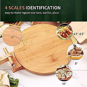 Ackitry Rotatable Tortilla Press 10 Inch, Bamboo Tortilla Press Maker with 100 PCS Parchment Paper for Homemade Mexican Tortillera, Roti, Chapati, Taco, Pataconera, Burritos and Dough Press