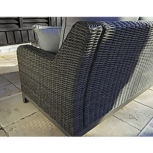 Signature Design by Ashley Outdoor Elite Park Patio Wicker Loveseat with Cushion, Gray