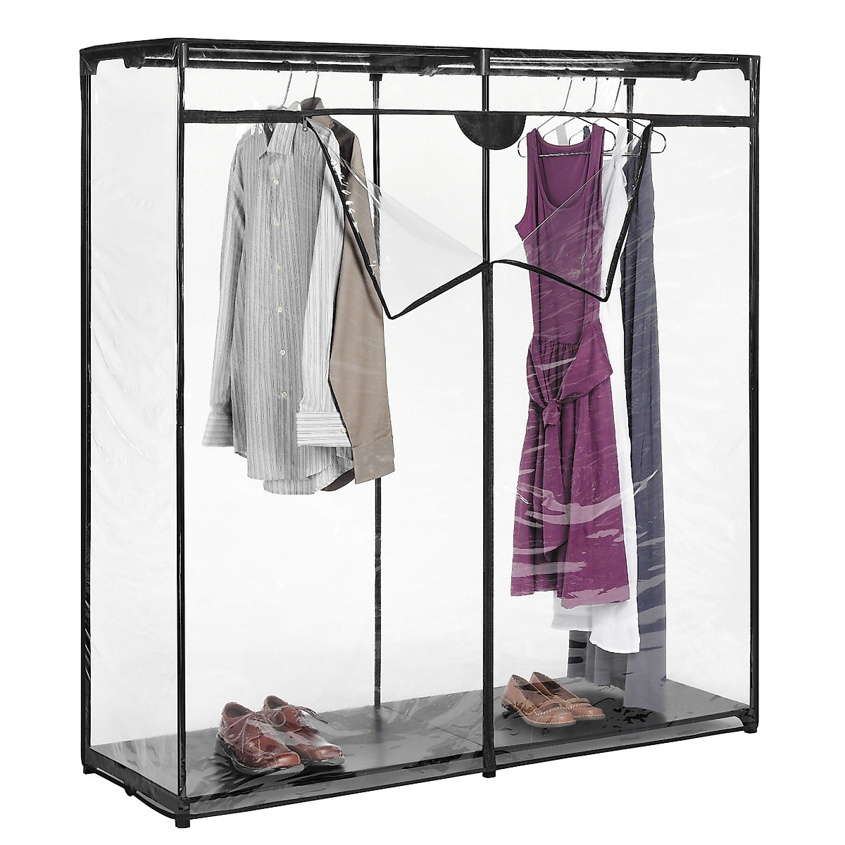 Whitmor Extra Wide Clothes Closet - Freestanding Garment Organizer with Clear Cover