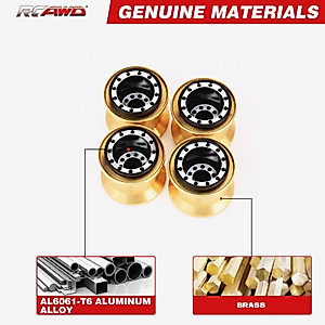 RCAWD 4Pcs Unique Design 1.0 Plus Brass Beadlock Wheel Rims for 1/18 1/24 RC Crawler TRX4M AXI24 SCX24 FCX24,48/pcs (Black)