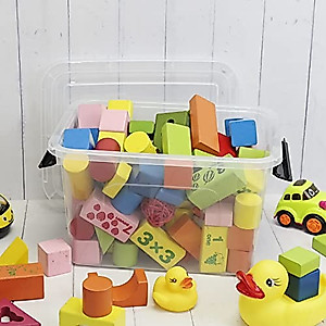 Anbers 5 L Clear Storage Bins, Plastic Latching Box with Handles, 6 Packs, R