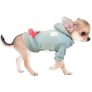 Upgraded Green SZAT PRO Teacup Dog Hoodies, 100% Cotton Puppy Clothes for Small Dogs and Cats, Chihuahua Clothes Pullover Sweaters for Dog Boys and Girls XXX-Small