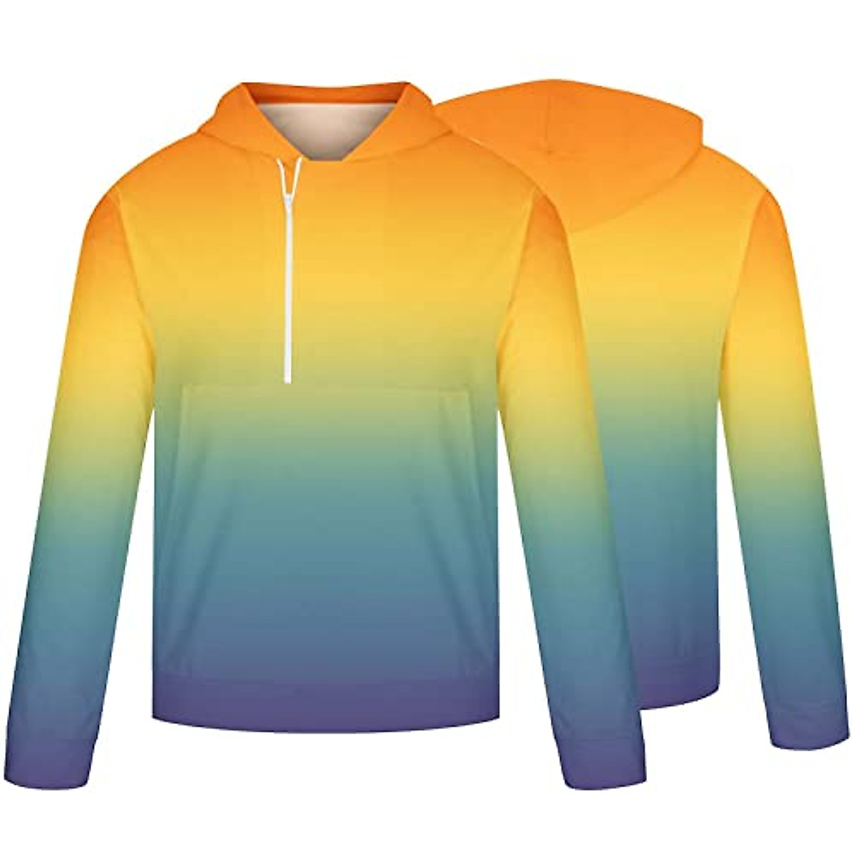 Hoodies for Men Zip Up Graphic Lightweight Athletic Sweatshirt Casual Long Sleeve Hooded Sweatshirts Pullover Tee cotton crewneck sweatshirt Yellow 2X