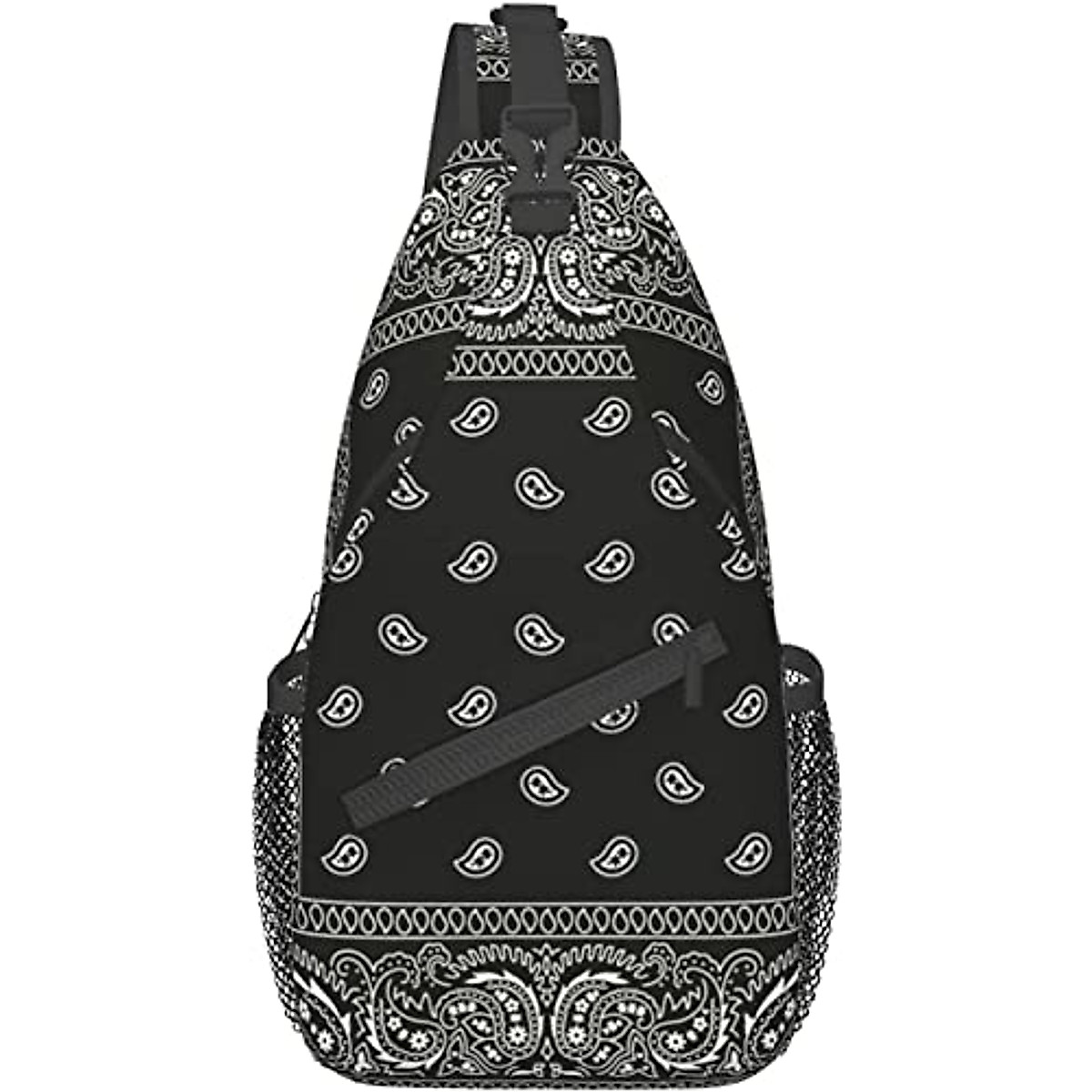 Bandana Black Paisley Bandana Chest Bag Sling Crossbody Backpack Cycling Traveling Hiking Daypack for Men Women