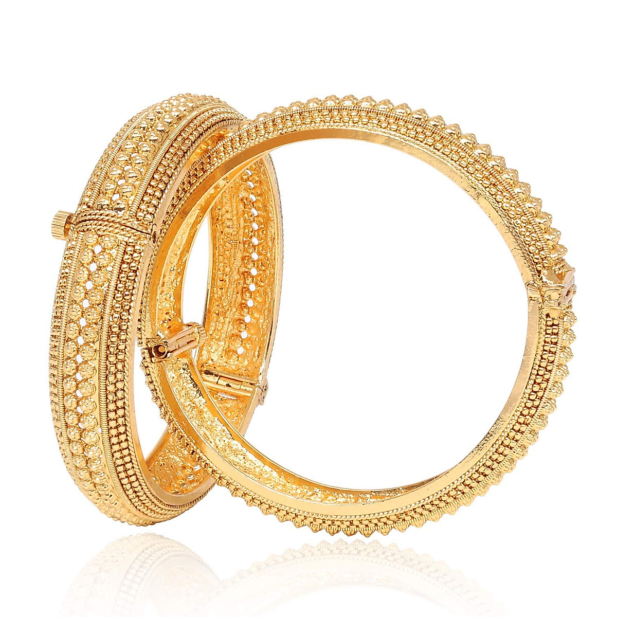 Sukh Collection Jewellery ndian Bollywood Antique Gold Plated Ethnic 2 Pcs Screw Kada Bangle Bracelet Jewelry Women Wedding Style Set (2.4)