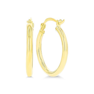 14k Yellow Gold Solid 2mm Tube Classic Polished Hoop Earrings, 2x15mm
