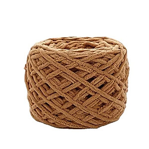 Chenille Yarn Velvet Blanket Yarn Jumbo Gauge, 110 Yard Soft Warm Hand Knitting Yarn Crochet Thread for Clothing Hat Scarf Blanket Slippers (Khaki)