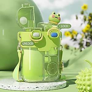 Aufona 25oz Kawaii Water Bottles with Two Ways to Drink, Two Different Drinks in One Cup, Cute Creative Outdoor Drinking Cup for Camping Hiking Backpacking Travel Office (yellow)