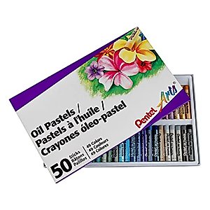 Pentel Oil Pastels 50/Pkg-Assorted Colors