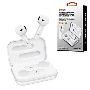 TWS Wireless Bluetooth 5.0 Earbuds with Charging Case for Samsung Galaxy A12, in-Ear Earphones Headset with Mic and Touch Control - White