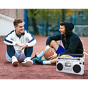 ION Audio Boombox Deluxe Stereo with Bluetooth AM/FM Radio Cassette Dual Speakers Full-Range Bass & Mic (Renewed)