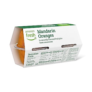 Amazon Fresh, Mandarin Orange in Fruit Juice, 4 Oz Bowls (Pack of 4) (Previously Happy Belly, Packaging May Vary)
