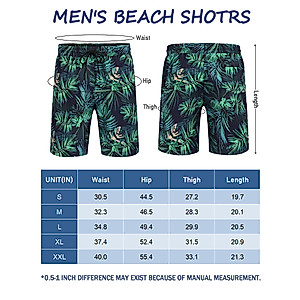 COOFANDY Men Swim Trunks 9 Inch Inseam Bathing Suit Hawaiian Beach Shorts Pocket