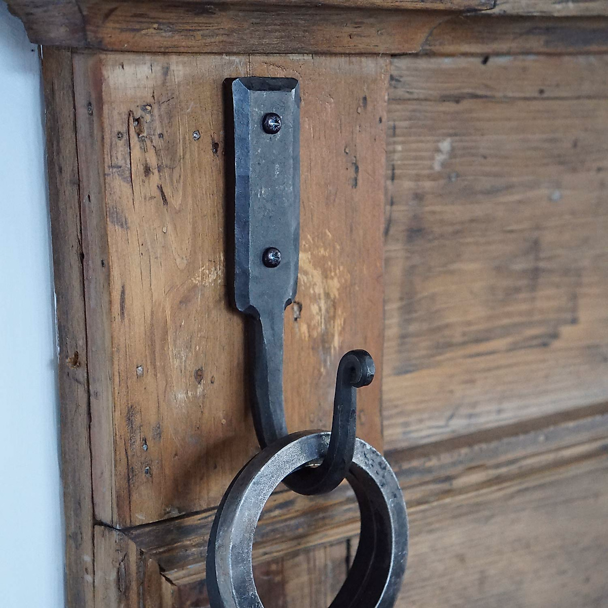 Kings County Tools Hand-Forged Iron Wall Hook | Large Size Measuring 6-1/2” | Rustic Look | Elegant Tapered Curl | Single Hook