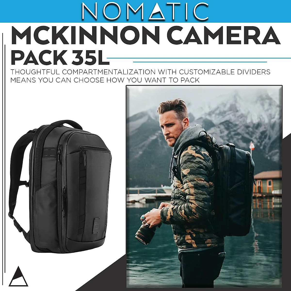 NOMATIC McKinnon Camera Pack- Travel Camera Bag by Peter McKinnon for Photographers, DSLR Camera Backpack for Men and Women