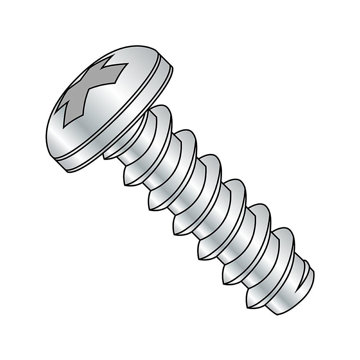 Small Parts 0202BPP Steel Sheet Metal Screw, Zinc Plated, Pan Head, Phillips Drive, Type B, #2-32 Thread Size, 1/8" Length (Pack of 100)