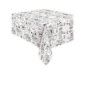 White Coloring Paper Ahoy Pirate Table Cover (54"x84") 1 Count - Perfect for Kids Parties and Enjoyable Mealtime